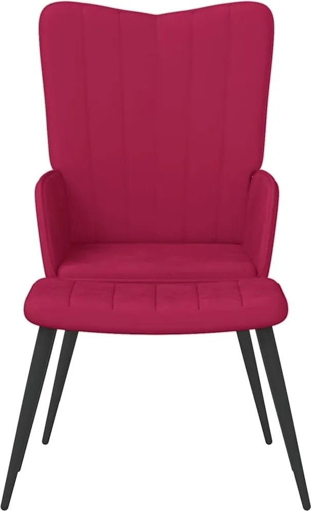 Relaxační křeslo se stoličkou vínové samet 327693