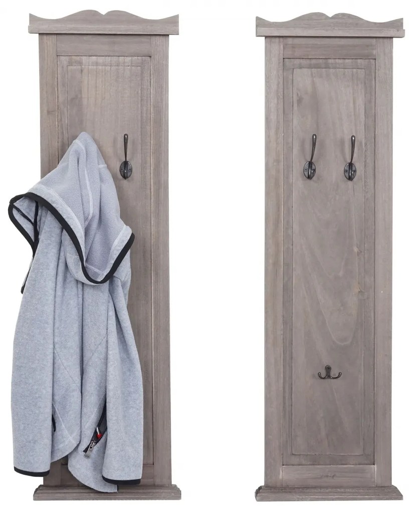 2x věšáková stěna s 3 věšáky 94453 - 109x28x3,5 cm, šedohnědá