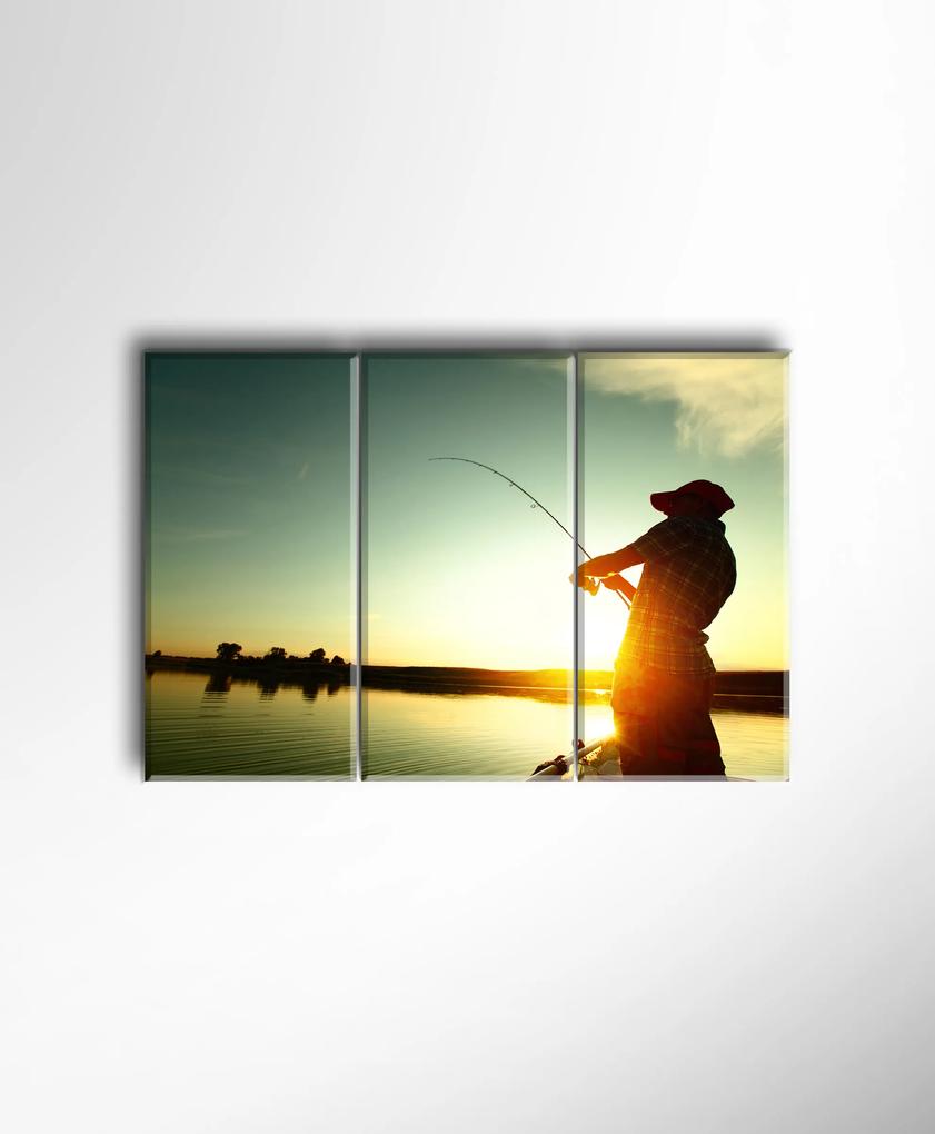 Malvis ® Obraz Rybář při úsvitu ROZMĚR (šířka x výška): pětidílný obdélník 150x60 cm