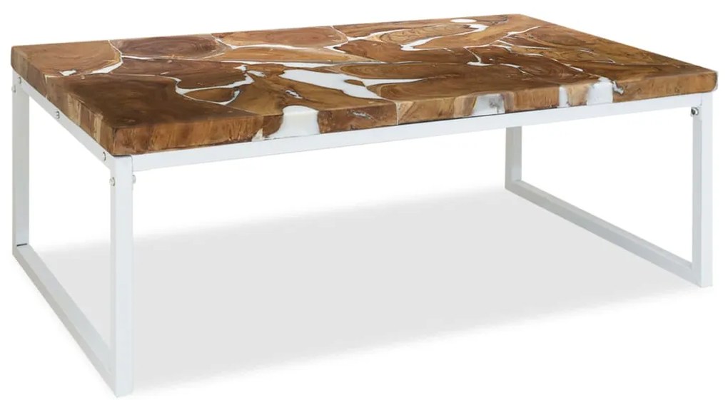 Konferenční stolek teak a pryskyřice 110 x 60 x 40 cm 244553