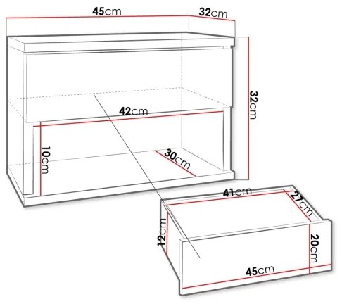 Noční stolek NECE 32x45 cm černá