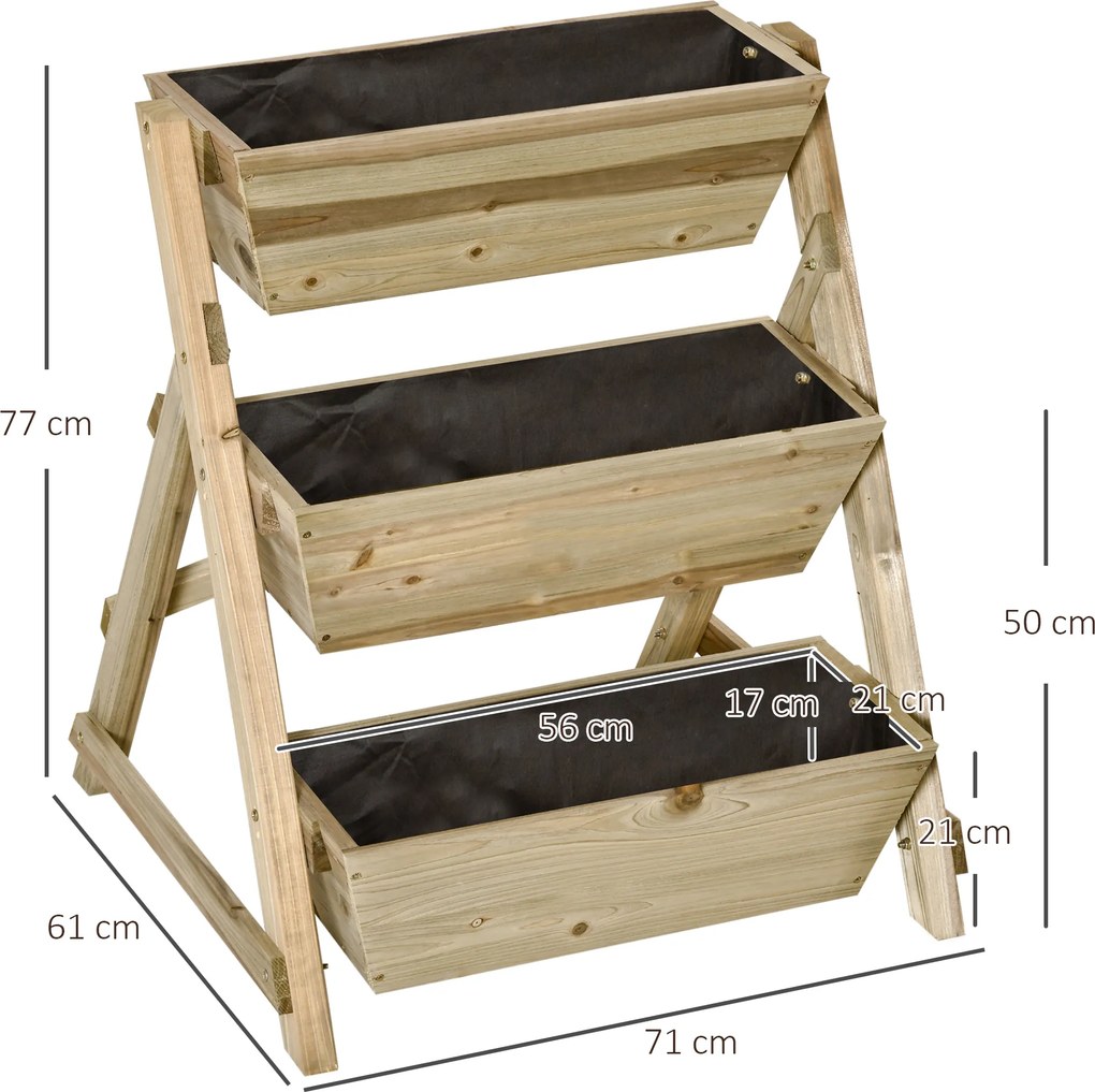 Outsunny vyvýšený záhon, dřevěný květinový žebřík, květinový žebřík se 3 policemi, žebřík na rostliny, police na rostliny, stojan na rostliny, police…