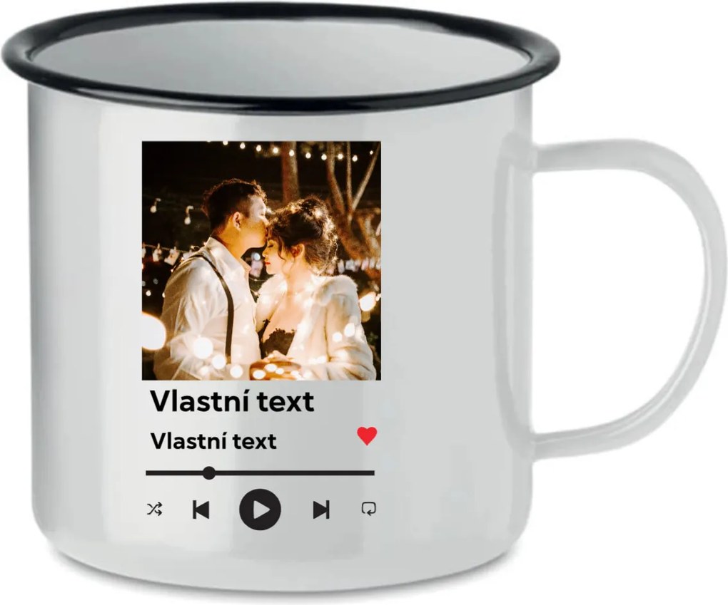 Personalizovaný retro plecháček s motivem přehrávače