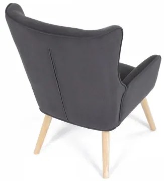 Křeslo ušák potah šedá manšestrová látka dřevěné nohy masiv AK-314 GREY2