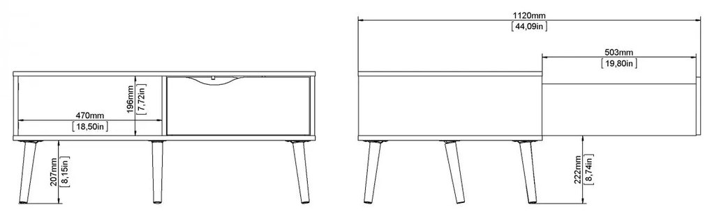 Tvilum Konferenční stolek Retro 384 bílá/dub sonoma