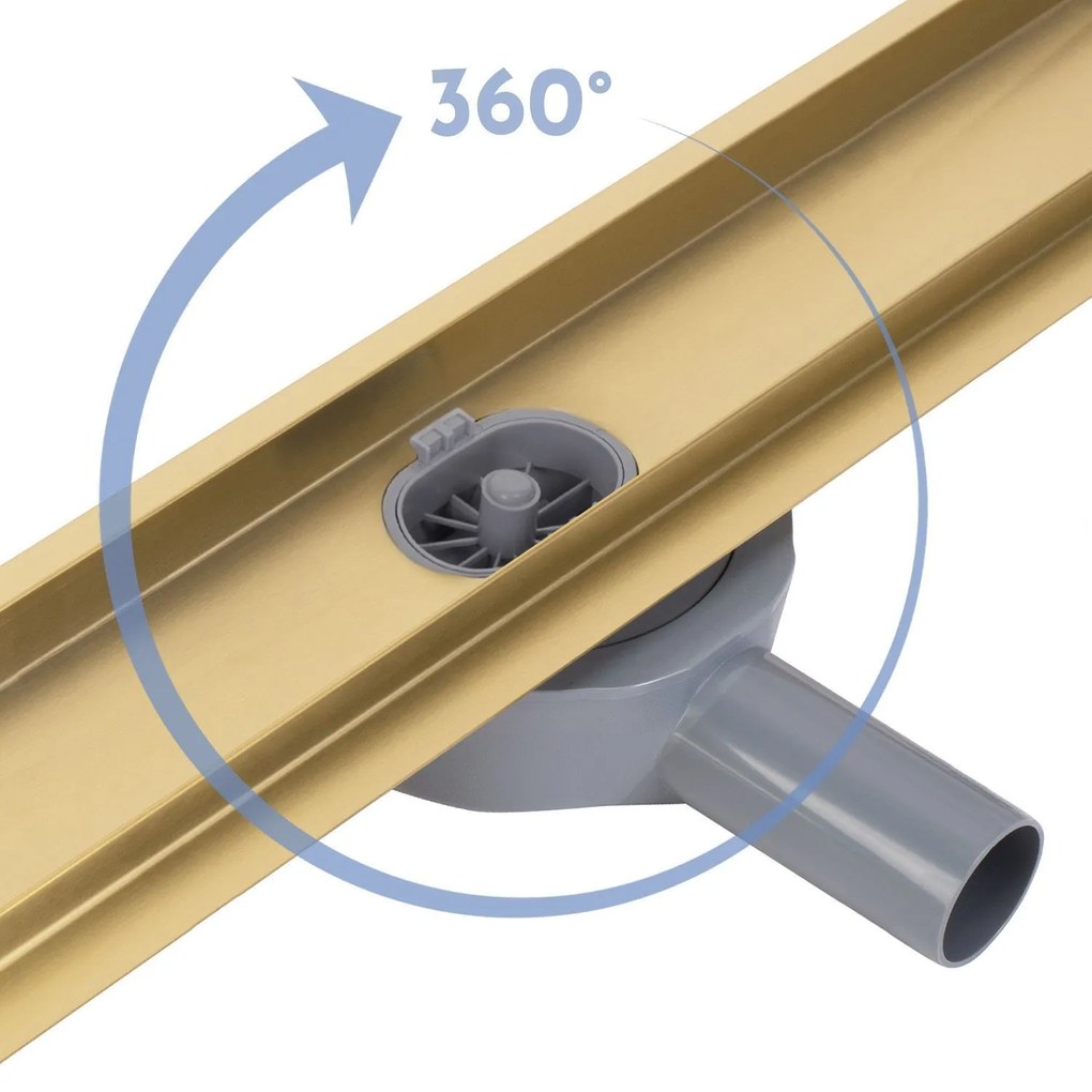 Rea Neox Pro, odtokový žlab 90 cm s rotačním sifonem, zlatá matná, REA-G2739