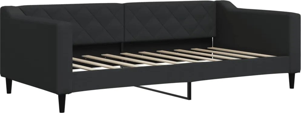 Válenda s přistýlkou a zásuvkami černá 90 x 190 cm textil 3197474