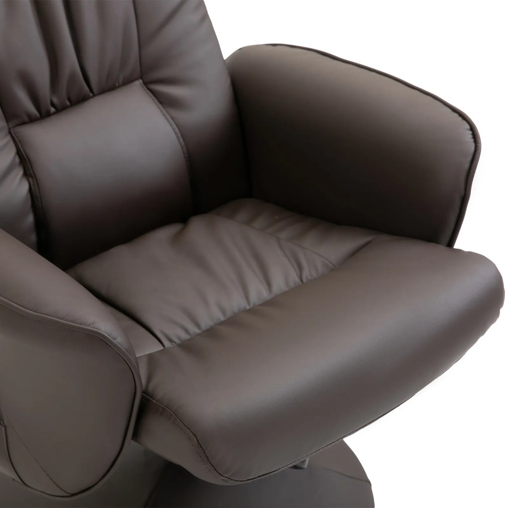 HOMCOM 2-St TV křeslo s funkcí polohování 360° otočné polohovací křeslo s 10 masážními body v imitaci kůže v hnědé barvě Š76 x D81 x V105 cm | Aosom.…