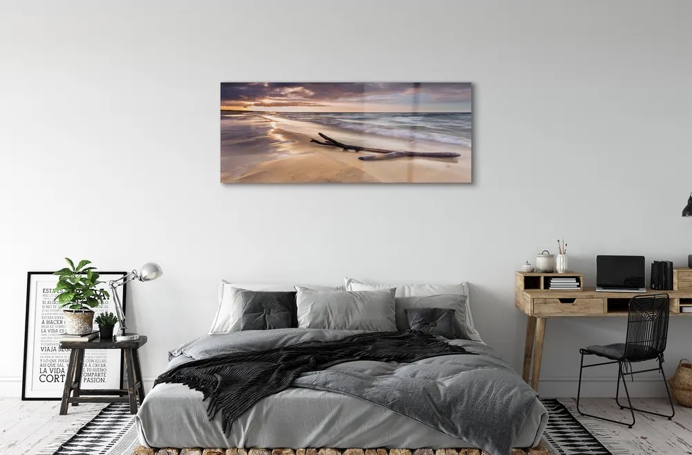 akrylový obraz Gdańsk Beach sea sunset 120x60 cm