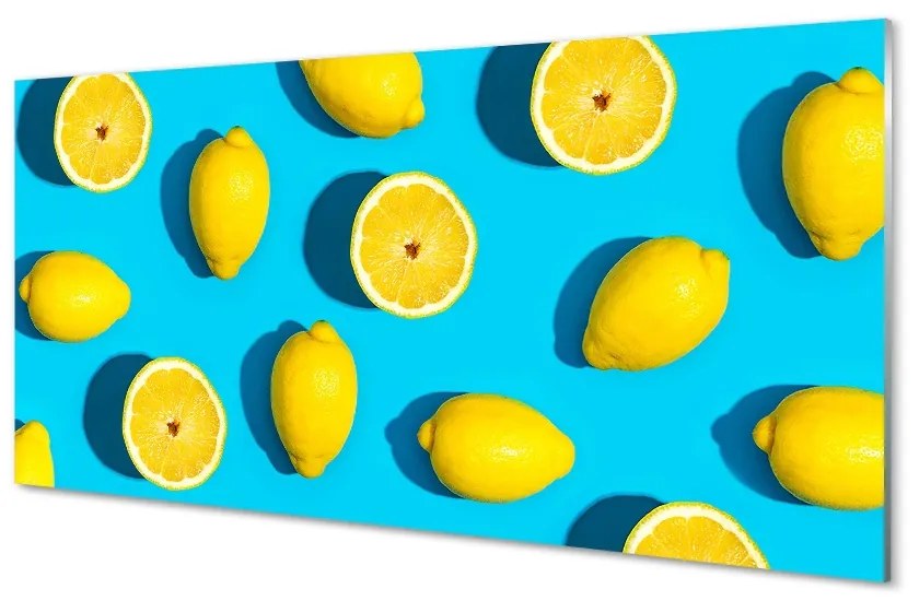 Obraz na skle Citrony na modrém pozadí 100x50 cm