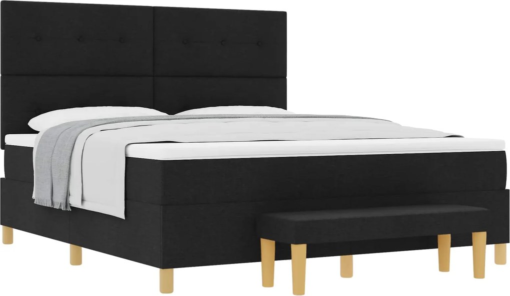Postel s boxspringem s čelo Černá 200 x 180 cm textil 3344319