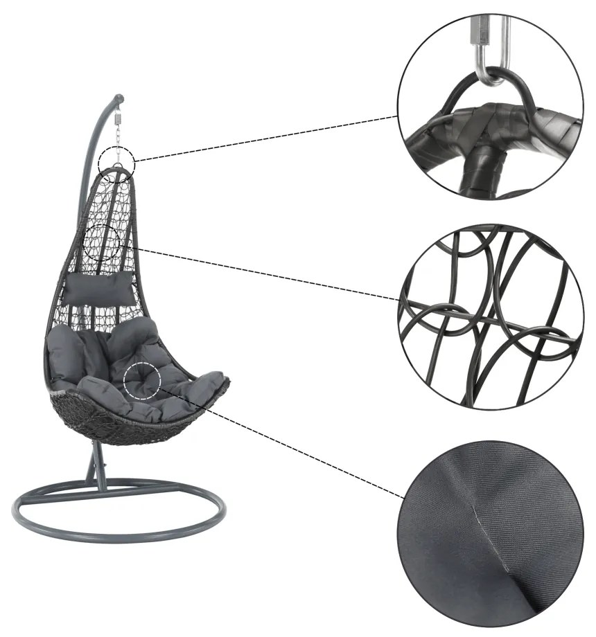 Závěsné křeslo KALEA — šedá, nosnost 130 kg Kondela