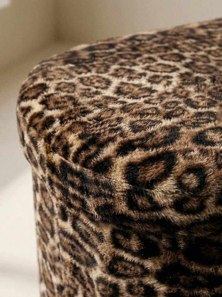 Sinsay - Puf s leopardím vzorem a úložnou funkcí - hnědá