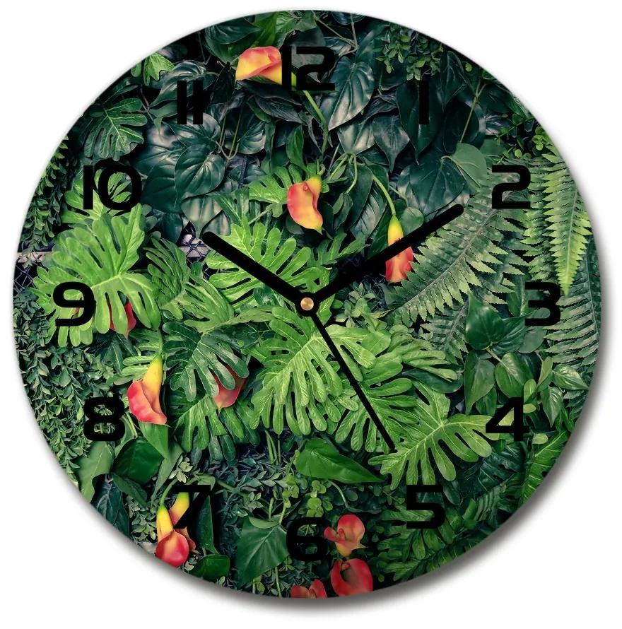 Wallmuralia Skleněné hodiny kulaté Exotická džungle fi 30 cm