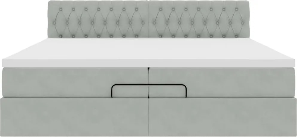 Osmanský rám postele s matrací světle šedá 200x200 cm samet 3311867