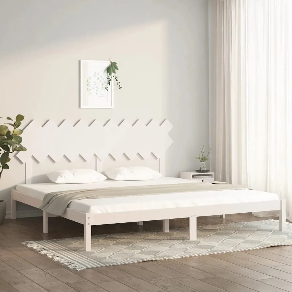 Rám postele bílý 200 x 200 cm masivní dřevo 3104889