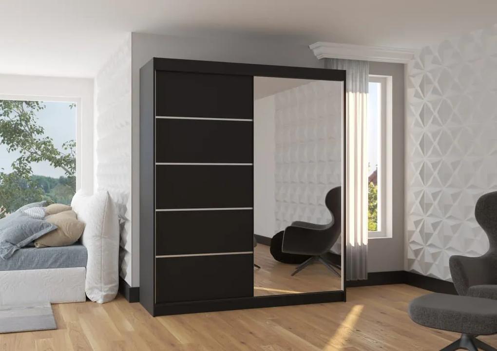 Šatní skříň s posuvnými dveřmi Olivier - 180 cm Barva: Bílá/Černá