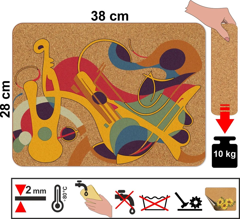 PokojovaDekorace.cz, Korkové prostírání s potiskem - 529, designové, 38x28 cm, 1 ks