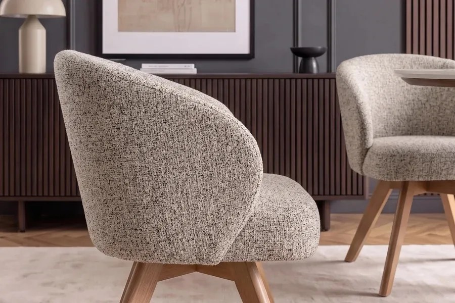 Designová otočná židle Tolinka béžová / přírodní