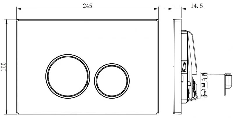 Mexen Fenix ​​Air 05, pneumatické dvojité tlačítko pro splachování, černá matná, 6A0503