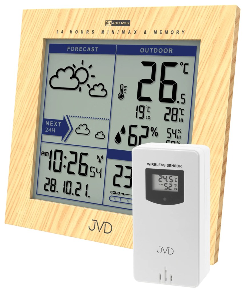 JVD Rádiem řízená meteorologická stanice v imitaci dřeva JVD RB9233.1