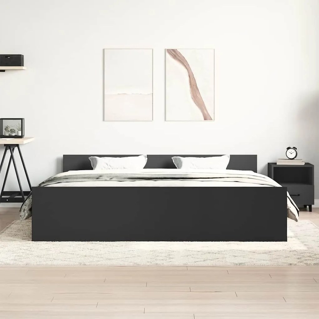 Rám postele s hlavovým a nožním čelem černý 160 x 200 cm 3203762