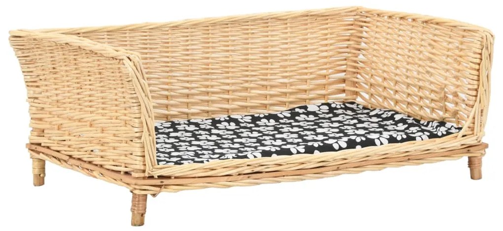 Pelíšek pro psy s poduškou 90 x 54 x 35 cm přírodní vrba 170775