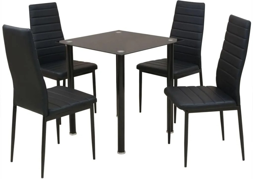 5-dílný jídelní set stolu a židlí Cebu | černý