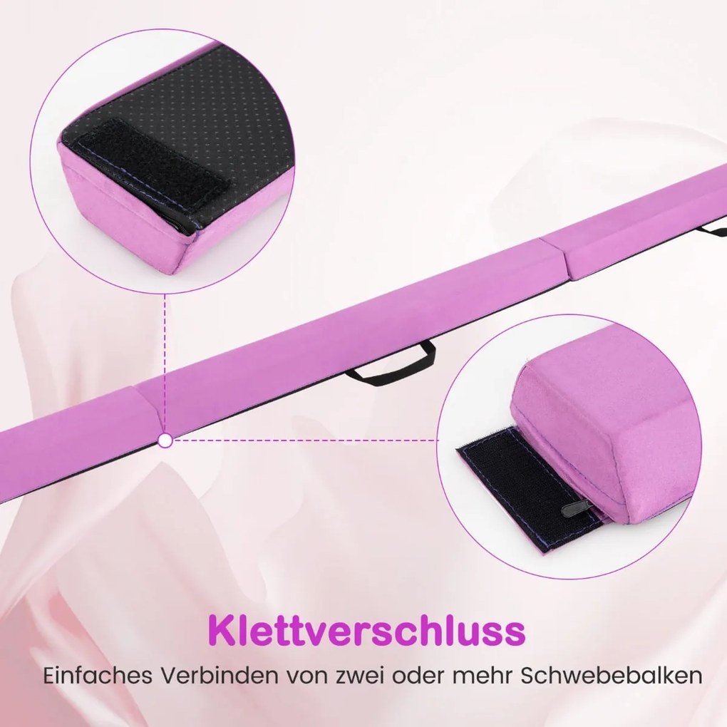 Costway Kladina gymnastická kladina 210 cm skládací gymnastická – fialová