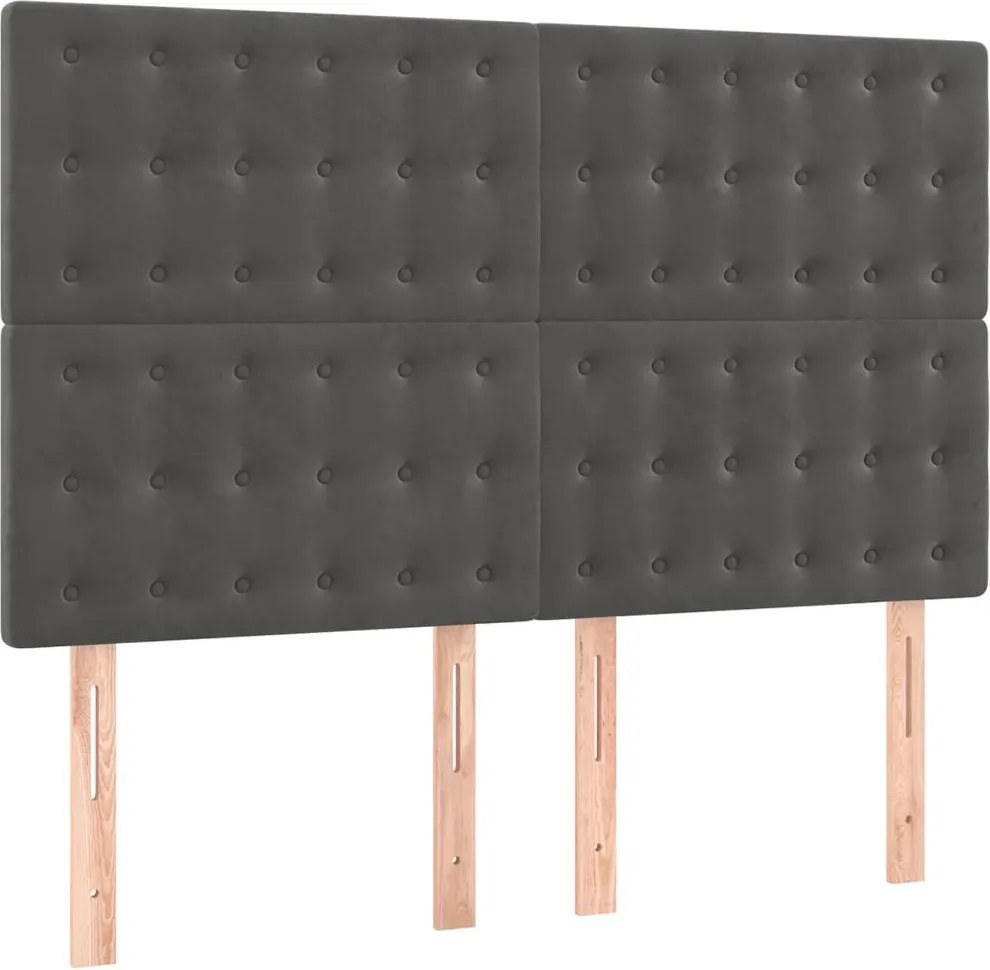 Čelo postele tmavě šedé 144x5x118/128 cm sametové 3116815