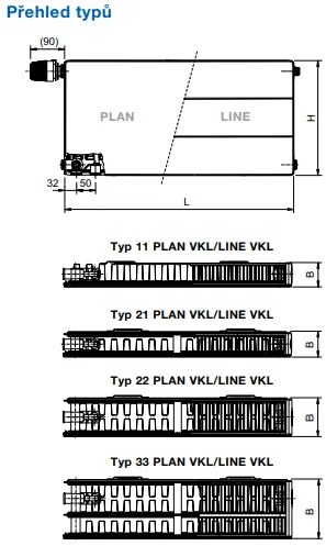 KORADO RADIK PLAN VKL deskový radiátor 21-600/800, spodní levé připojení, white RAL9016, 21060080-E0P0010