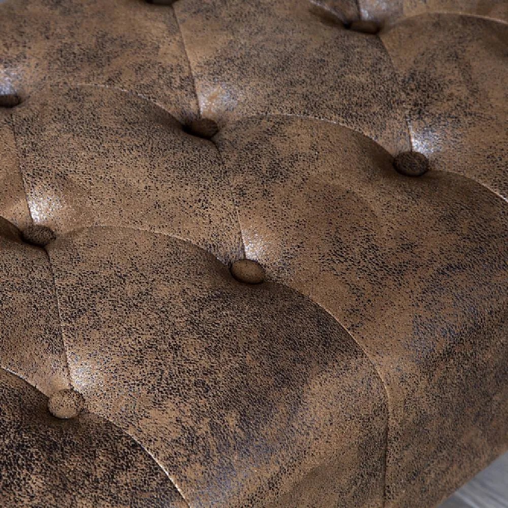 Massive home | Hnědá podnožka Chesterfield mikrovlákno
