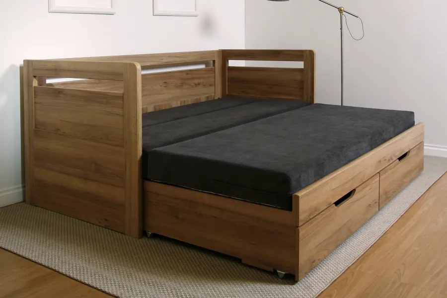 BMB Rozkládací postel TANDEM Klasik barevné provedení: Imitace dřeva, provedení: rovné rohy, Varianta: bez bočních čel