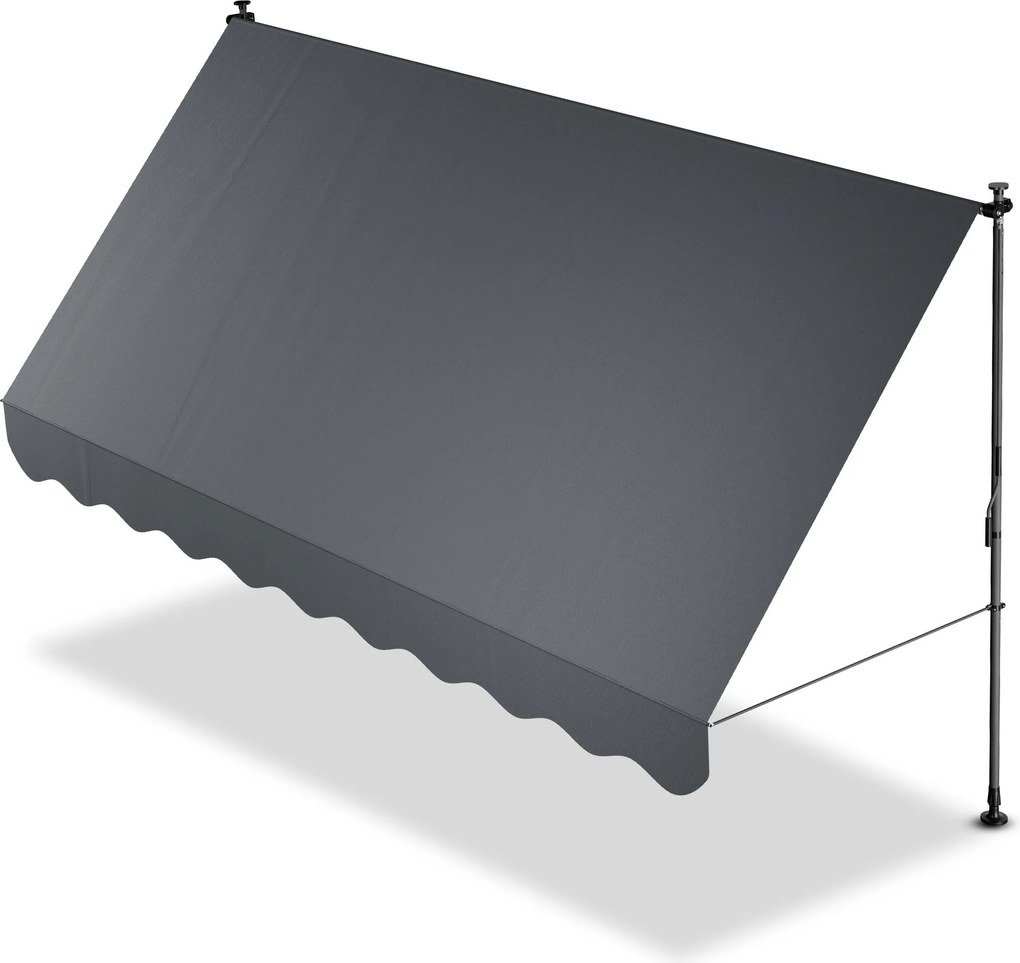 Juskys Rozpěrná markýza Kapstadt s klikou Barva: šedá, Velikost: 350 × 120 cm