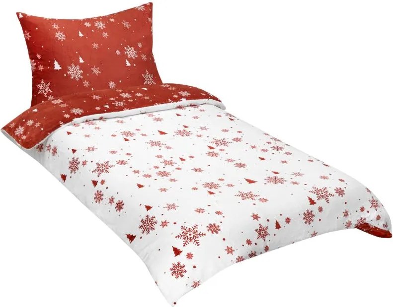 Bellatex Mikroflanelové povlečení Červená,Bílá 140x200 cm, 70x90 cm