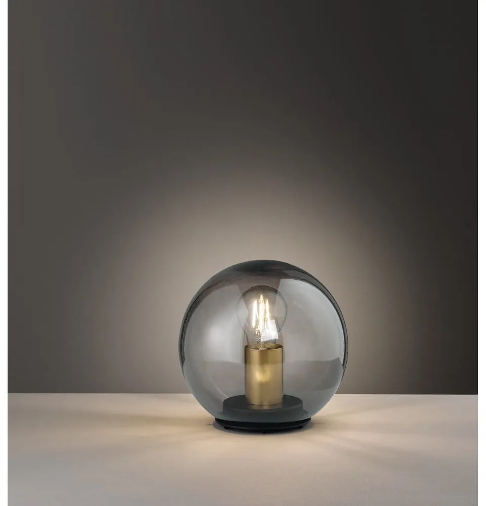 Černá stolní lampa se skleněným stínidlem Dini – Fischer &amp; Honsel