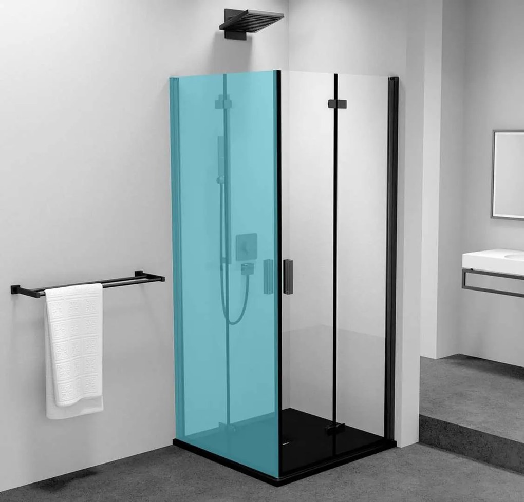 Polysan Zoom Black - Sprchové dveře skládací 80x200 cm, pravé, Antidrop, čiré sklo/matná černá ZL4815BR