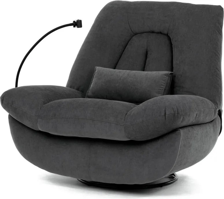 Polohovací křeslo TV-7081 GREY2, elektrické zabudované ovládání, látka, šedá (118 x 112) cm