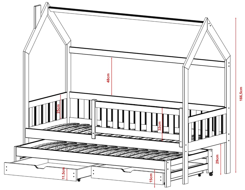 Legno Dětská rozkládací postel Mickey borovice Rozměr (cm): 90x200