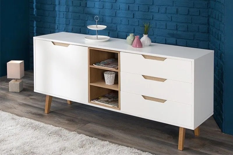 Deflee komoda NORDIC WHITE 150 CM KOM36806MDF, dub  150 cm x 75 cm x 40 cm