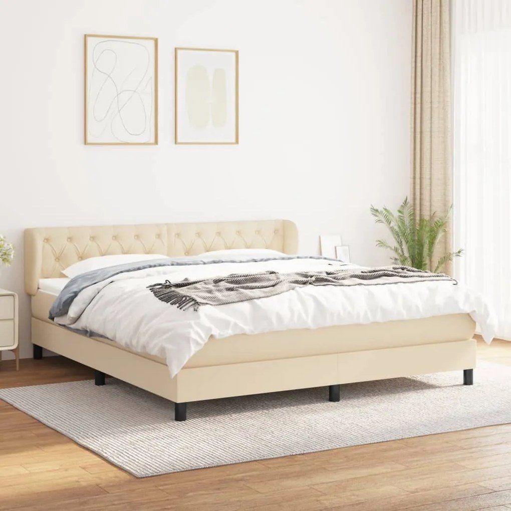 Box spring postel s matrací krémová 160x200 cm textil 3126498
