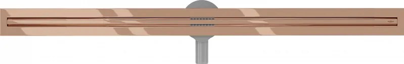 Mexen Flat nerezový sprchový žlab s rotačním 360° sifonem 120 cm, vzor SLIM, růžovo-zlatá, 1641120