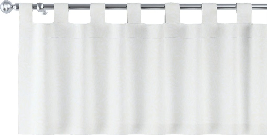 Krátký závěs na poutkách barva krémová látka pletený vzor, vzorované