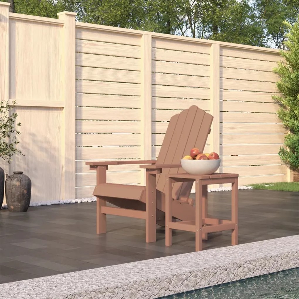 Zahradní křeslo Adirondack se stolkem HDPE hnědé 3095702