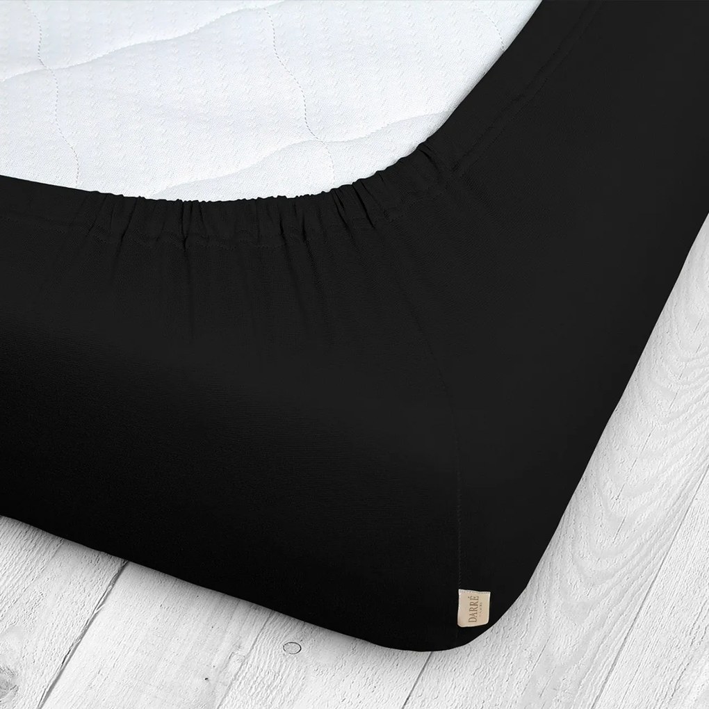Jersey prostěradlo černé na výšku matrace do 20 cm Velikost: 200 x 200