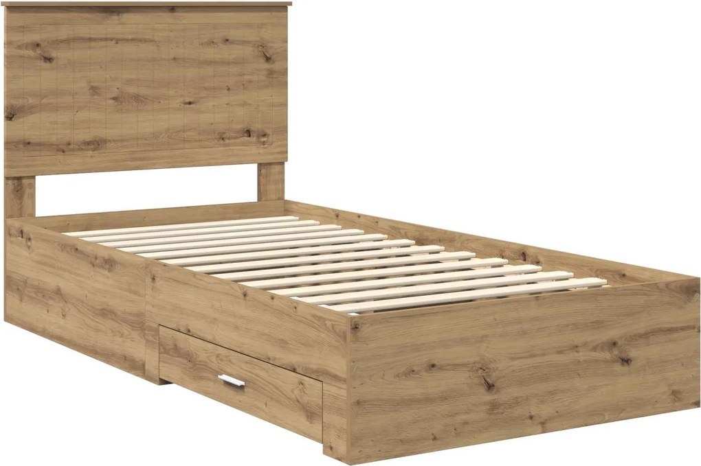 Rám postele s čelo Artisanový dub 100 x 200 cm Kompozitní dřevo 3411349