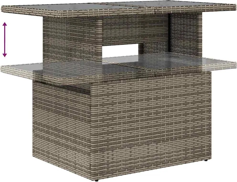 11dílná zahradní sada pohovek s polštáři šedá polyratan 3268801