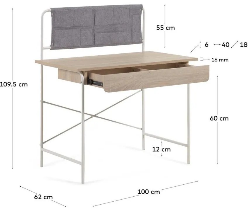 OnaDnes -20% Dřevěný psací stůl Kave Home Yamina 100 x 62 cm