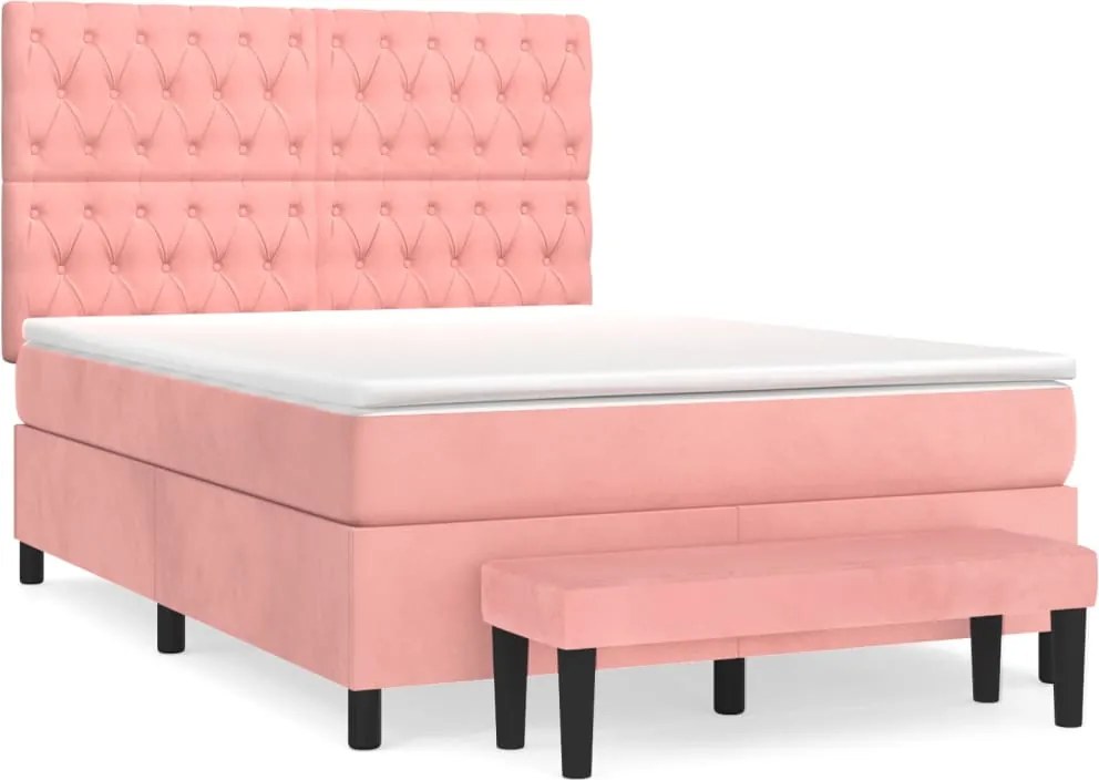 Box spring postel s matrací růžová 140x200 cm samet 3138030