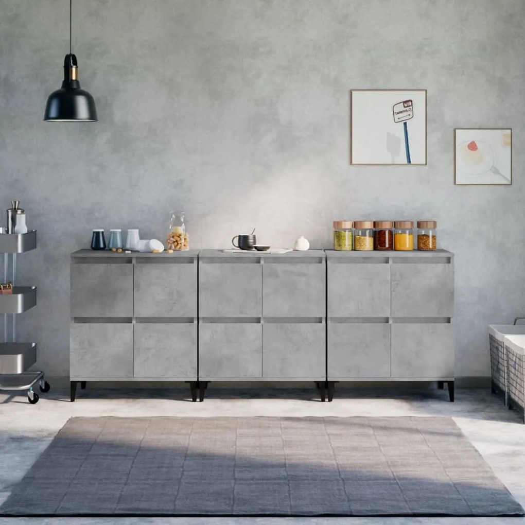 Příborníky 3 ks betonově šedé 60 x 35 x 70 cm kompozitní dřevo 3185779